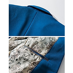 DAVID.ANN Men's Slim Fit Suits Casual One Button Flap Pockets Solid Blazer Jacket,Sky Blue,Large