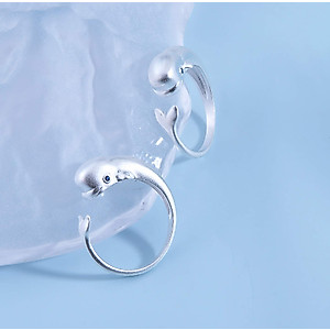 Helen de Lete Beluga White Whale S925 Sterling Silver Adjustable Ring