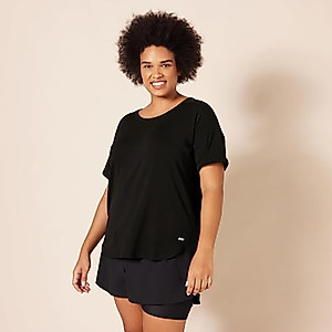 Amazon Essentials Women's Studio Relaxed-Fit Lightweight Crewneck T-Shirt (Available in Plus Size), Black, X-Large