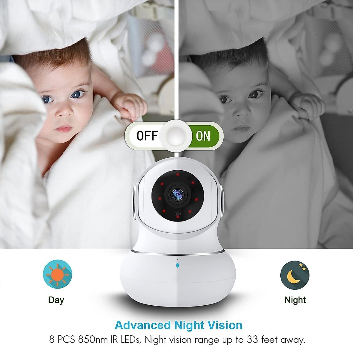 litokam Indoor Security Camera with 360° Motion Tracking, WiFi Baby Monitor Camera with Night Version, 1080P Home Security Cameras Wireless for Dog, Pet Camera with App, Two Way Audio, 2 Pack