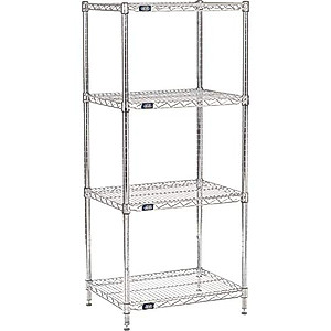 Nexel 18" x 24" x 63", 4 Tier Adjustable Wire Shelving Unit, NSF Listed Commercial Storage Rack, Chrome Finish, leveling feet