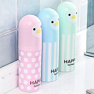 Narutosak Portable Cute Cartoon Penguin Toothbrush Toothpaste Holder Travel Storage Case - Blue