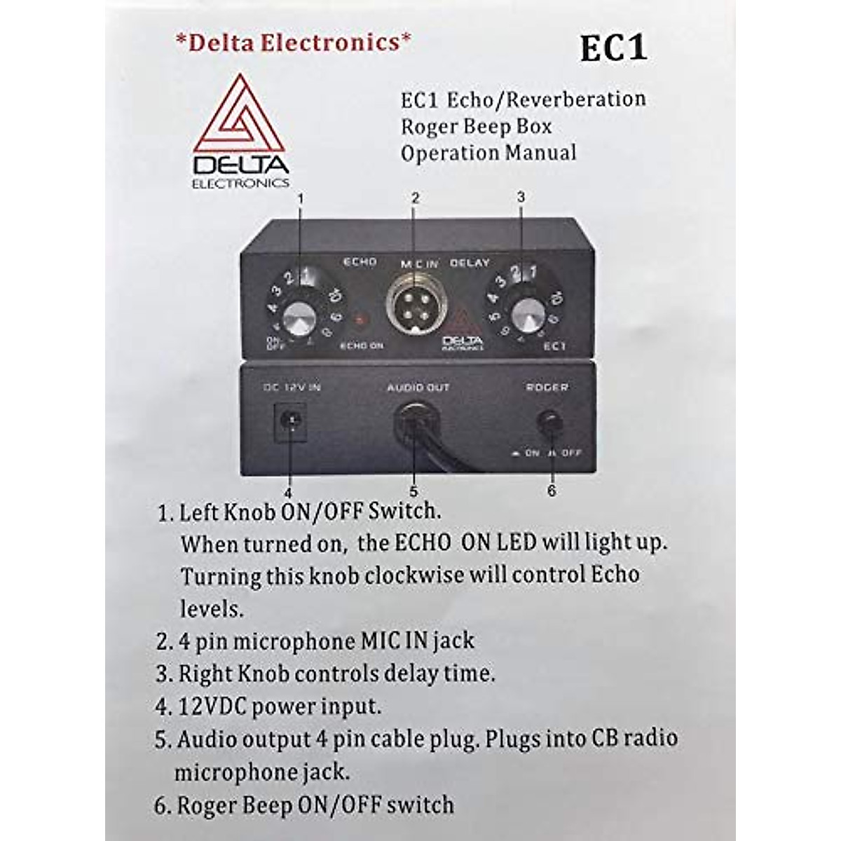 DELTA EC1 Dynamic MIC Amplifier/Echo Chamber w/Roger BEEP 4 pin Cobra CB HAM