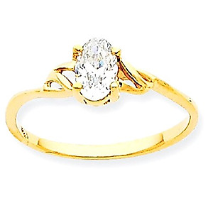 IceCarats 10K Yellow Gold White Topaz Ring Gemstone Band April Birthstone Jewelry Size 7.00
