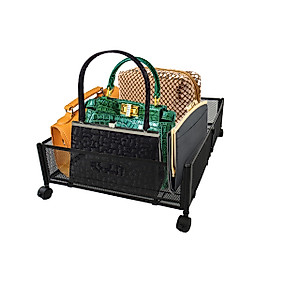 Stormi Storage Rack - Foldable Under Bed Storage for Toys, Books or Clothes- Space Saver - Foldable - Easy Assembly - No Tools Required - Wheels, Black, RT-230922-01