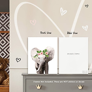 Designs by Maria Inc. Floral Crown Safari Nursery Decor | Girl Nursery Wall Decor - Nursery Art | UNFRAMED Nursery Wall Art Baby Boy Room Decor | Pack of 4 Unisex Animal Nursery Decor [8"x10"]