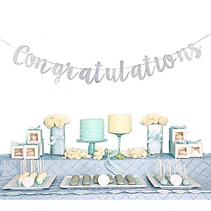 Starsgarden Silver Glitter Congratuation Banner - High School/College Graduate Congratulations Hanging Decorating-Congrats Grad Graduation Party Decorations Supplies(Silver)