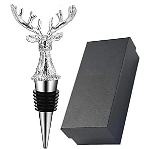 Deer Wine Stoppers ,Food-grade Stainless Steel Wine Stopper with Gift Box,Reusable Wine Corks,Good for Gifts, Bars, Holiday Parties