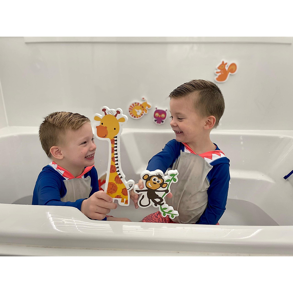 3 Bees & Me Animal Bath Toys for Boys and Girls – Fun Foam Animals with Bath Toy Storage Bag – 18 Piece Kids Bath Set for Toddlers and Kids