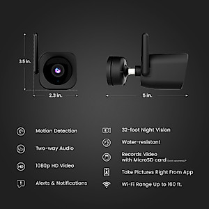 Feit Electric CAM/WM/WiFi 1080p HD Outdoor WiFi Smart Home Security Camera with Night Vision, 2-Way Audio, Black