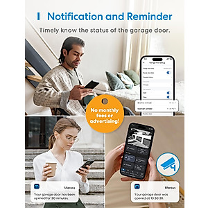 Smart Garage Door Opener Remote, Compatible with Apple HomeKit, Amazon Alexa, Google Assistant, SmartThings, Multiple Notification Modes, No Hub Needed