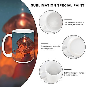 MAIKESUB Sublimation Blank Ceramic Coffee Mugs Set of 6 Pcs White Mugs 15 oz Porcelain Espresso Cups Sublimation Mugs Blank DIY for Coffee Soup Tea Milk Latte Hot Cocoa etc