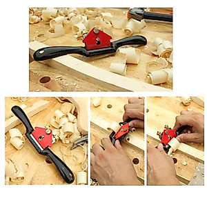 Anndason Adjustable SpokeShave with Flat Base and Metal Blade Wood Working Wood Craft Hand Tool with 4 PCS Planer Blade