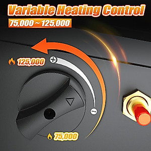 Habitio 125,000 BTU Forced Air Propane Heater, Portable Torpedo Heater for Jobsite, Garage, and Construction Sites, 10 ft Hose with Regulator Included