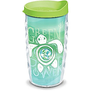 Tervis Turtle Insulated Tumbler with Wrap and Lime Green Lid, 10oz Wavy, Clear