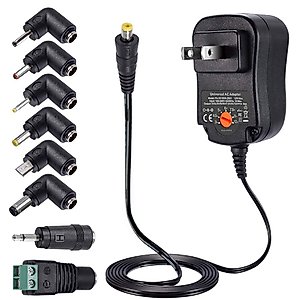 ZOZO 12W 12 Volt 1 Amp 3V 4.5V 5V 6V 7.5V 9V 12V Power Supply, Universal AC Adapter with 5.5mm x 2.1mm Barrel Plug and 8 Selectable Tips Micro USB 3.5mm Jack for MP3 MP4 Player Headphone Speaker Watch