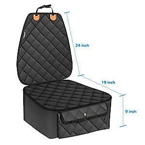 URPOWER Dog Car Seat Cover for Front Seat, 100% Waterproof Dog Seat Covers with Pocket Cars Seat Protector for Dog, Nonslip & Quilted Pet Seat Covers with Elastic Bottom for Cars, Trucks & SUVs