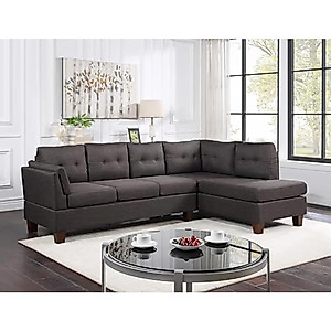 Maykoosh Victorian Vibes Linen Modern Sectional Sofa with Right Facing Chaise