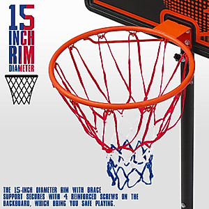 MoNiBloom Basketball Hoop Portable Height Adjustable Basketball Hoop Stand, 29" Backboard Basketball Goals Indoor Outdoor Garage, 5 to 7 Ft Adjustable Height Basketball Hoop for Youth Use, Black