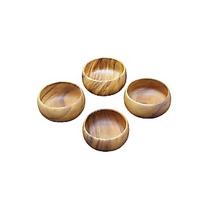 Pacific Merchants Trading Pacific Merchants Acaciaware 6- by 3-Inch Acacia Wood Round Calabash Serving / Salad Bowl, Set of 4,Brown