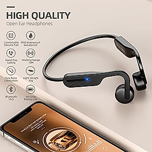 CHENSIVE Bone Conduction Headphones, Wireless Headphones Bluetooth 5.0, Open Ear Headphones with Built-in Mic, Sweatproof Sport Headsets for Running, Cycling, Driving, Hiking, Yoga