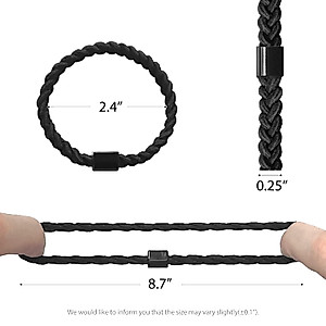 HAVHAF Braided Mens Hair Ties For Men - For Buns Curly Thick Dense Hair Elastic Hair Ties For Guys | No damage Crease Breakage Black 5 Count (Pack of 1)