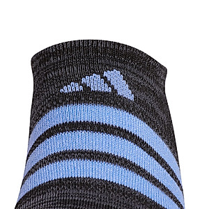 adidas Women's Superlite Super No Show Socks (6-Pair), Black/Blue Fusion/Onix Grey, Medium