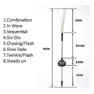 MOFAIRHOME 120LED Outdoor Solar Garden Lights, Waterproof 2 Flash Modes 50 Copper Wire String, Firework Stake Starburst Fairy Light, DIY Flowers Trees for Walkway Patio Lawn Backyard Christmas