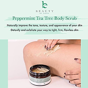 Bath Bombs Gift Set - Organic Shea Butter, Salts & Essential Oils - Peppermint Tea Tree Body Wash – for Oily or Acne Prone Skin - Organic Body Scrub - Peppermint Tea Tree Sugar Scrub Hydrating