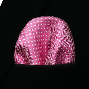HISDERN Pink Polka Dot Mens Tie and Pocket Square Set Woven Cool Silk Necktie Handkerchief for Men Business Work