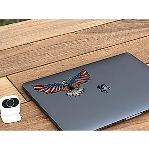 United by Color American Flag Sticker 7x4 Inches - Strong Adhesive Waterproof Bald Eagle Sticker - Does not Fade, Used for Truck, Hard hat, Helmet, Laptop, RV, Water Bottle, Boat