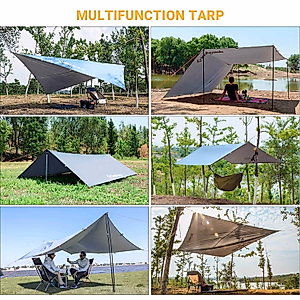 KingCamp Camping Tarp 10ft Oversize Tarp for Camping Lightweight Tearproof Hammock Rain Fly Waterproof Tarp with Silver Coating UPF50+ UV Protection for Backpacking Hiking Traveling Tent Tarps