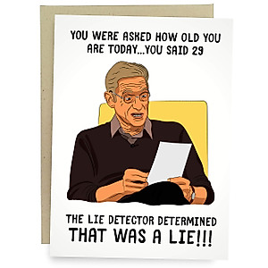 Sleazy Greetings Funny 30th Birthday Card Maury Lie Detector Test Joke Meme For Him Or Her | Maury Lie Detector Test Card