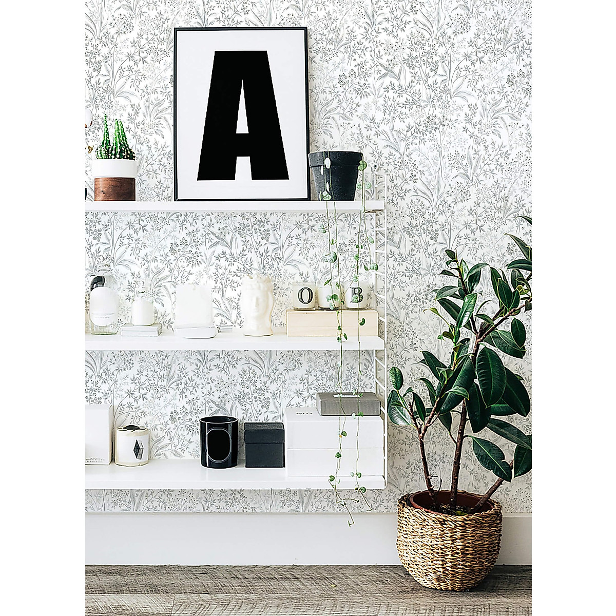 Heroad Peel and Stick Wallpaper Contact Paper Floral Wall Paper Removable Wallpaper Self Adhesive Stick on Wallpaper Boho Leaf Contact Paper for Cabinet Drawer Liner Waterproof Vinyl Roll 15.5''x118''