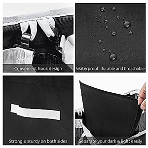Fiona's magic Double Laundry Hamper with Lid, Dirty Clothes Laundry Basket with 2 Removable Liner Bags, Divided Laundry Hamper 2 Section for Bedroom, Laundry Room, Bathroom Black & Grey