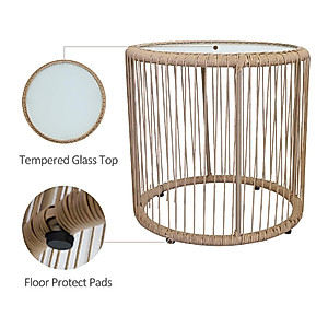 Livavege 3 Piece Patio Furniture Outdoor Wicker Balcony Bistro, Weather Rattan Conversation Chairs Set with Glass Top Table and Soft Cushions for Backyard, Pool, Deck, Garden, Brown