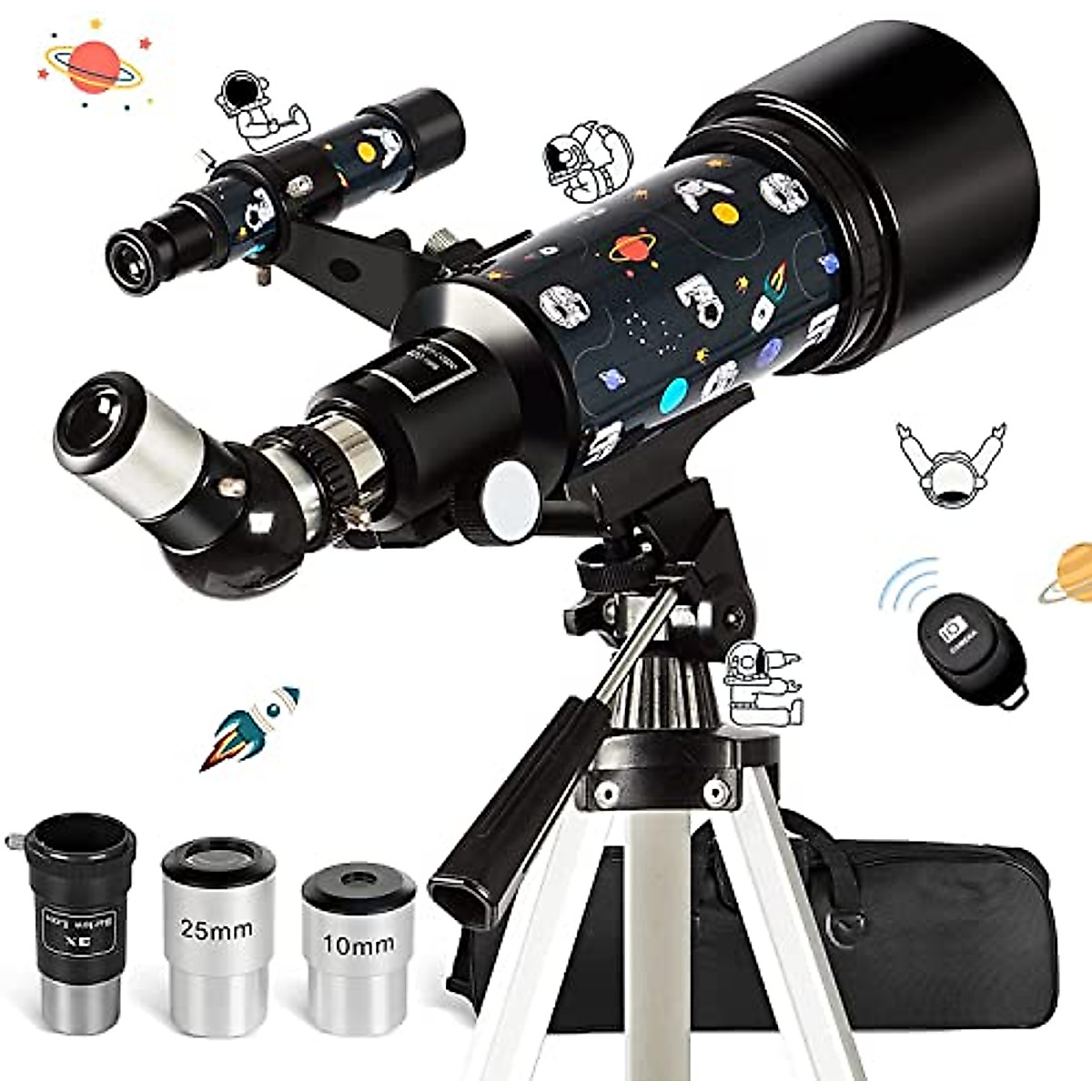 FREE SOLDIER Telescopes for Kids and Adults Astronomy, 70mm Aperture and 400mm Focal Length Professional Astronomy Telescope for Beginners with Smartphone Adapter Carry Bag Adjustable Tripod