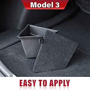 OtriFowd Tesla Model 3 2023 2022 Rear Trunk Side Organizer Storage Box with Lid, Left Side Storage Protector Packets, Waterproof Odorless Side Storage Bins Accessories (DO NOT USE for Highland 2024)
