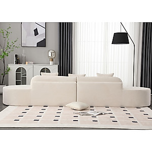 Tmsan 130.5" Oversized Curved Sofa Couch, Large 2 Piece Modular Sectional Sofa, Modern Comfy Cloud Couch with 3 Pillows for Living Room Apartment Office, Terrycloth Fabric (Beige)