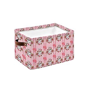 Bunny Large Storage Baskets Bins Easter Rabbits Spring Pink Flower Plant Leaves Collapsible Storage Box Laundry Organizer for Closet Shelf Nursery Kids Bedroom （1pc)