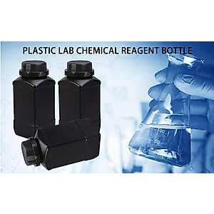 Heyiarbeit 5pcs Plastic Lab Chemical Reagent Bottle 500ml/17oz Wide Mouth Sample Sealing Liquid/Solid Storage Bottles Black