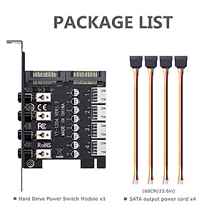 Hard Drive Power Switch Module for 2.5 inch / 3.5 inch SATA HDD/SSD, 4-Way Hard Drive Power Independent Switch Controller with TVS Protection