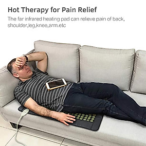 UTK Far Infrared Heating Pad for Back, Full Back Infrared Heating Pad, Weight Heating pad with132 Jade & 54 Tourmaline Stones,160 Watt Fast Heat Up, Larger Size:21x38 Inches