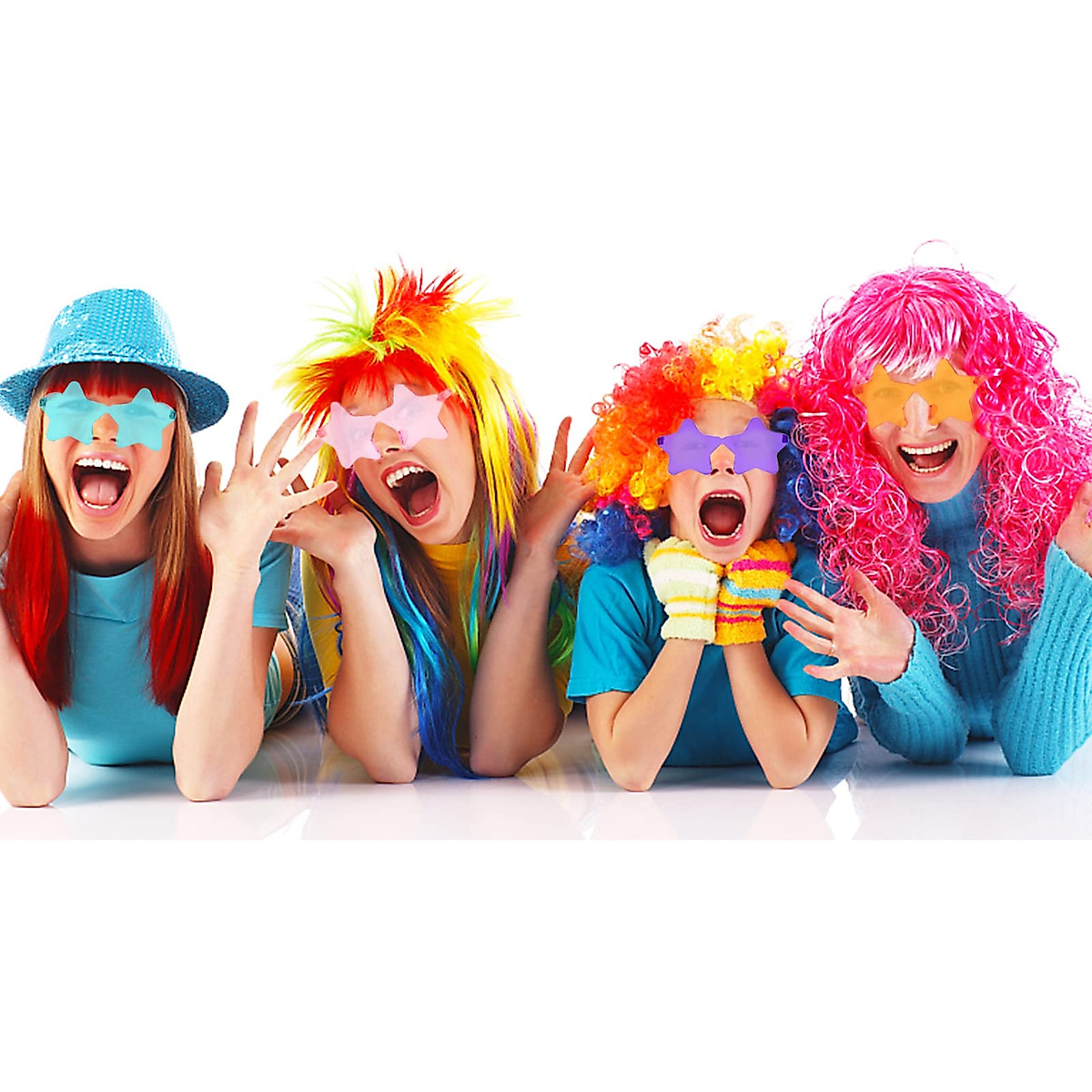 LIULIUBTY Star Shaped Rimless Sunglasses, Jelly Fudge Heart Sunglasses Bachelorette Party, Colorful Funky Sunglasses Party Favors (Mix Colors)