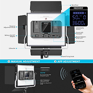 Neewer 2 Packs 660 LED Video Light with APP Control, Photography Video Lighting Kit with Light Stands, Dimmable 45W Bi-Color 3200K-5600K CRI 97+ with Diffuser/Barndoor/Bag for Studio YouTube Shooting