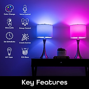 Geeni PRISMA 1050 Wi-Fi LED Light Bulb, Multicolor (2700K) – Dimmable LED Bulbs, A21, 75-Watt Equivalent – No Hub Required – Works with Amazon Alexa, Google Assistant