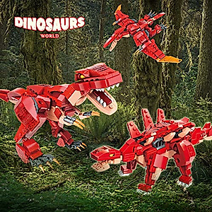 HSANHE STEM 3 in1 Dinosaurs Building Kits 287PCS, Toys for Kids Age 6-10 Year Old, Educational Building Sets Best Gifts for Boy 6-10