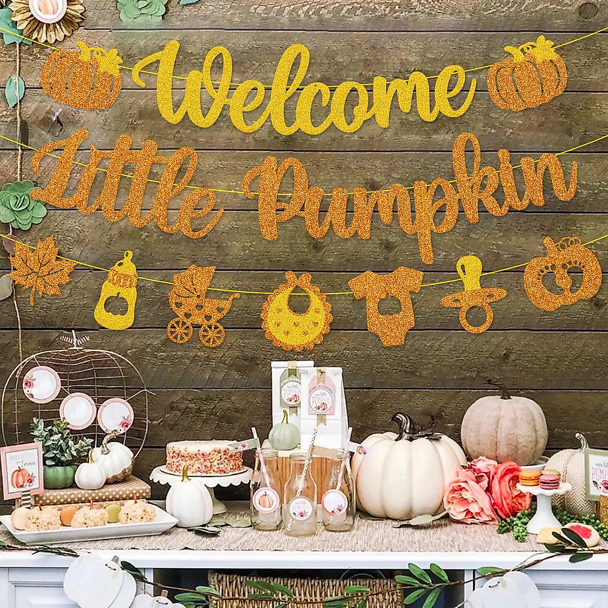 Welcome Little Pumpkin Banner Pumpkin Baby Shower Party Decorations for Baby Boy Girl Autumn Happy Fall Thanksgiving Gender Reveal Party Supplies