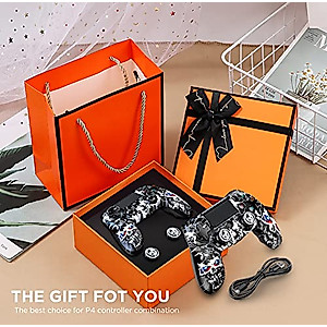 Wireless Controller for PS4, Wireless Remote Control Compatible with Playstation 4/Slim/Pro,with Double Shock/Audio/Six-axis Motion Sensor (black graffiti style)