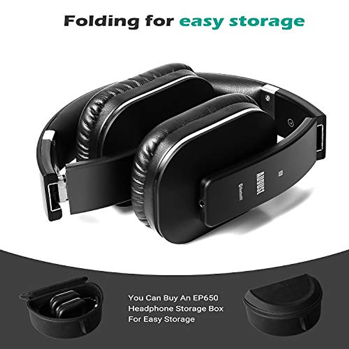 EQ App Over Ear Wireless Headphones - August EP650-Bass Rich Sound and Optimum Comfort - NFC and aptX LL Low Latency - [Black]